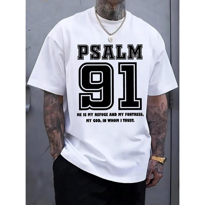 Mens Psalm Ninety-One Religious Shield Protection Biblical Faith T ...