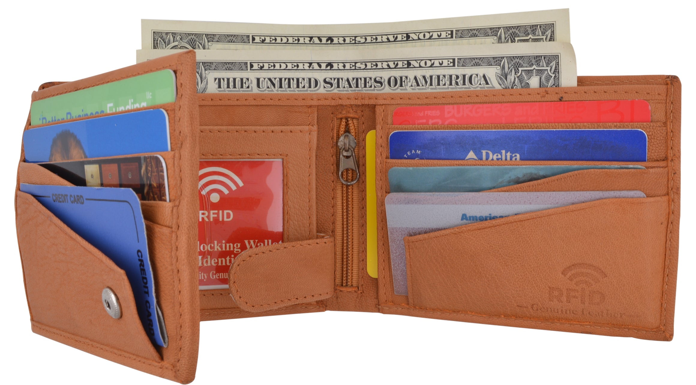 Mens RFID Blocking Leather Credit Card ID Snap Holder Bifold Wallet ...