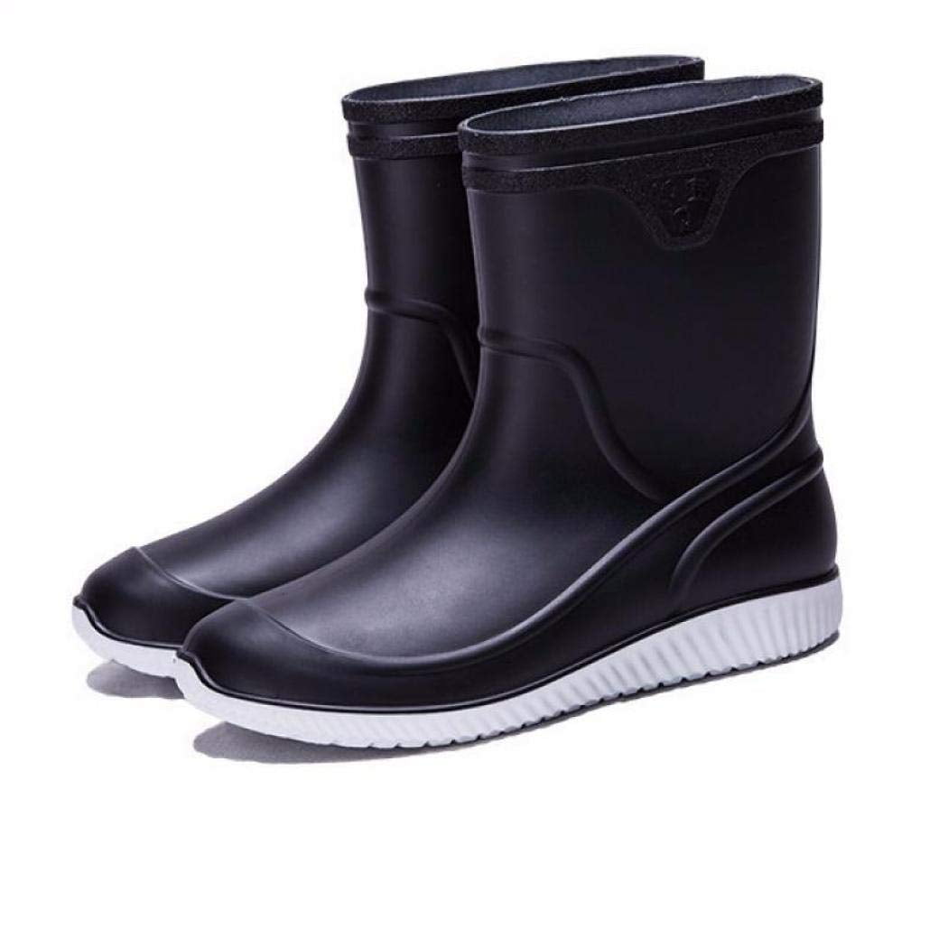 Mens Rain Boots Slip On Non-Slip Waterproof Rubber Ankle Boots Rain ...