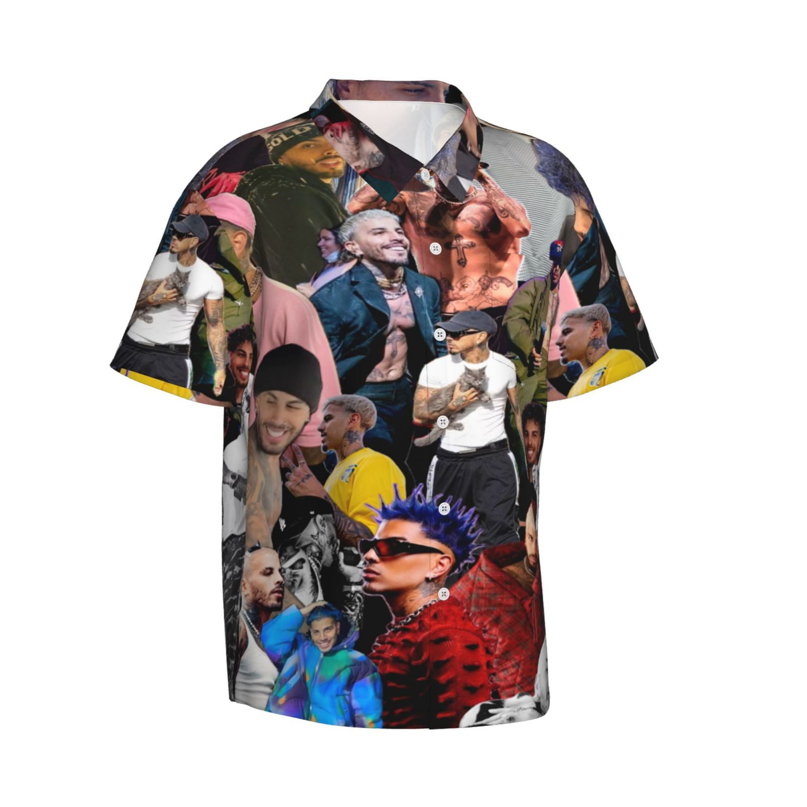 Mens Rauw Alejandro Hawaiian Shirt Short Sleeve Funny Printed Casual ...