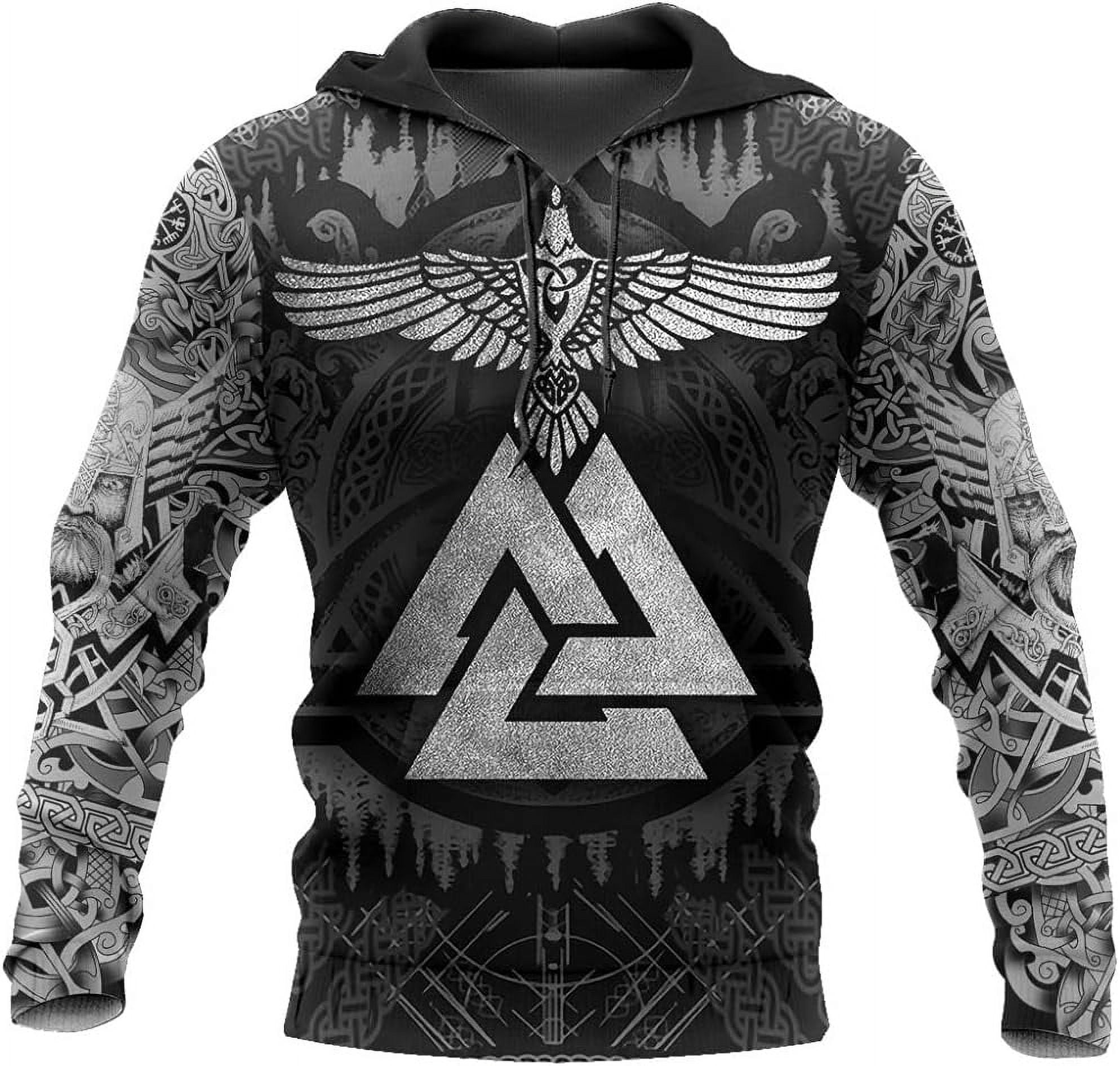 Mens Raven Awe Helmet Tree Of Life Vegvisir Hoodie Norse Mythology 3d ...