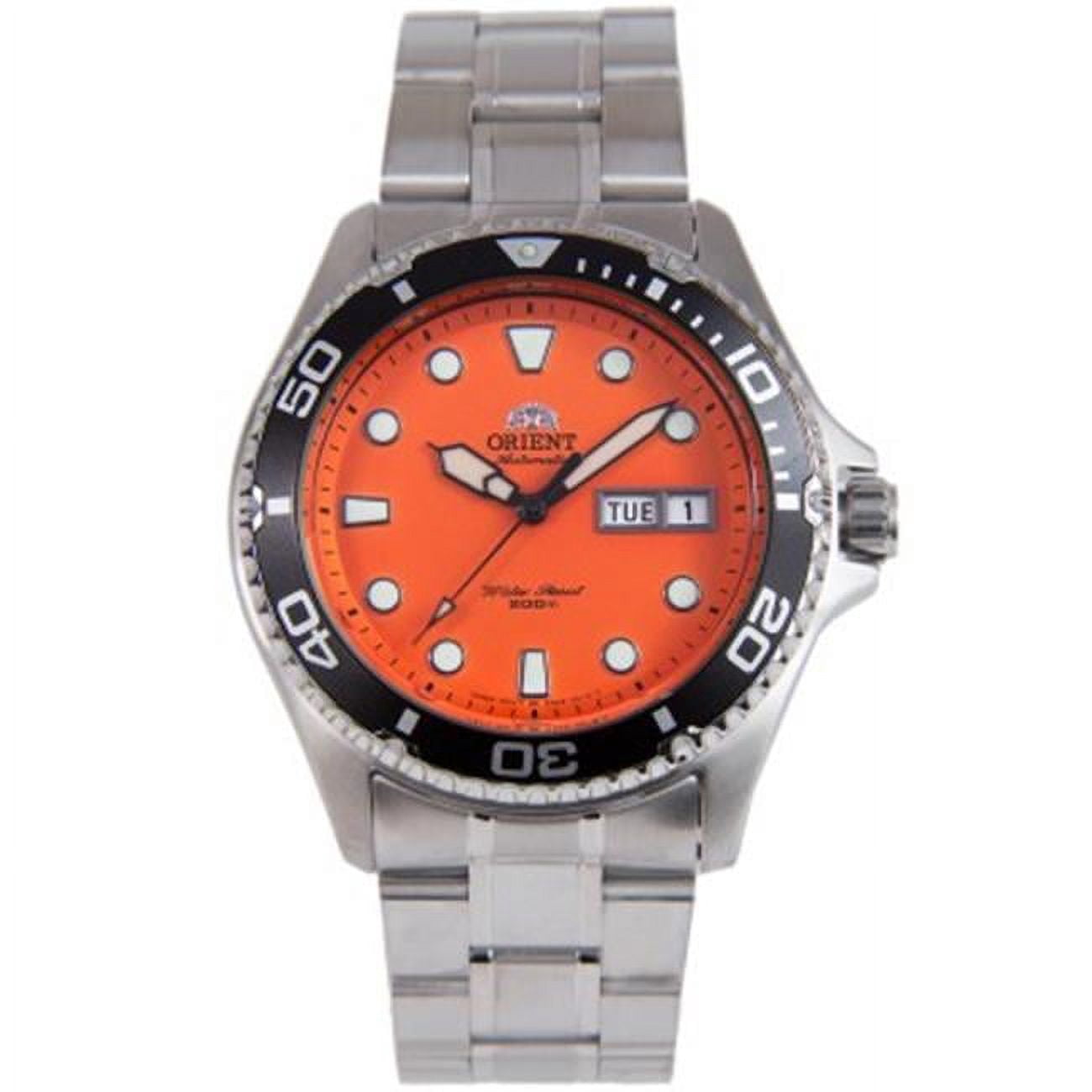 Mens Ray Raven II Diver Orange Dial Stainless Steel Watch - Walmart.com