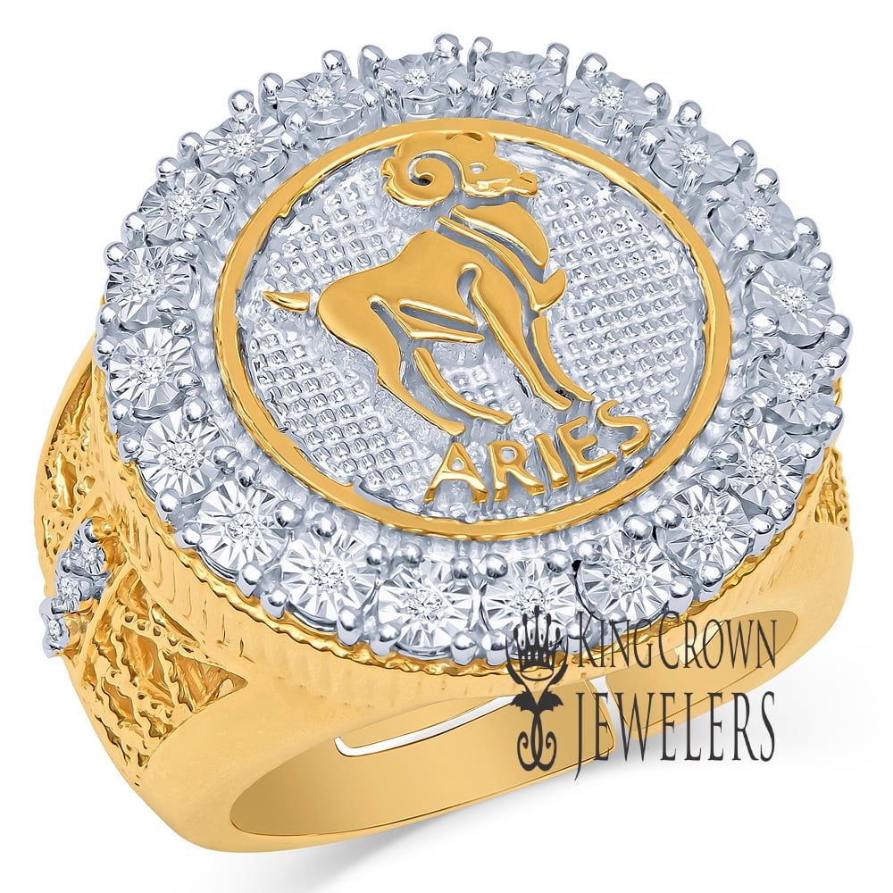 Mens Real Genuine Diamonds Aries Ram Zodiac Sign Astrology Horoscope ...