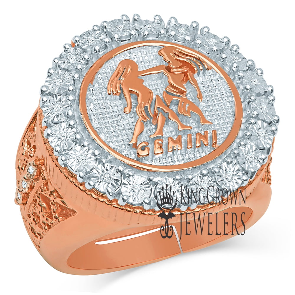 Mens Real Genuine Diamonds Gemini Twins Zodiac Sign Astrology Horoscope ...