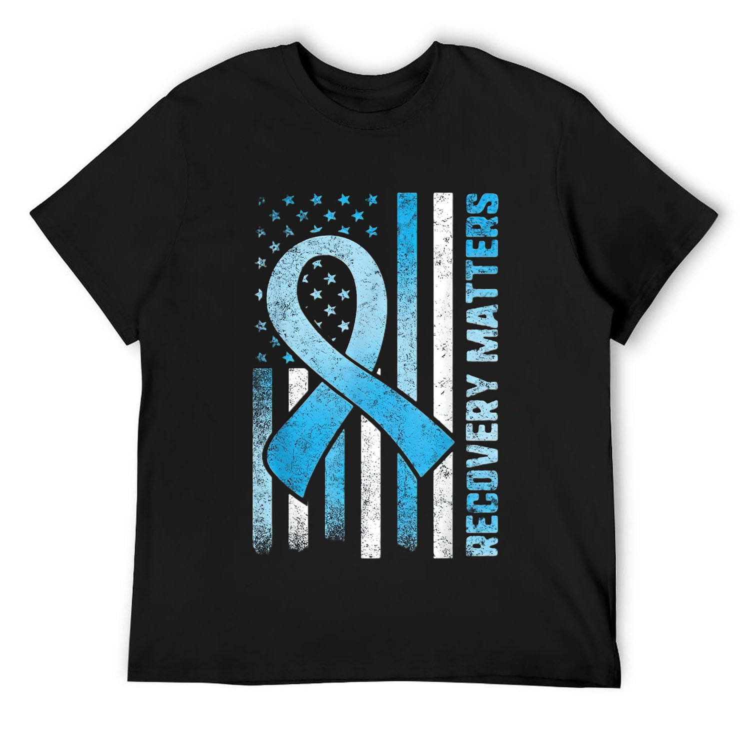 Mens Recovery Matters USA Ribbon Drug Alcohol Addiction Warrior T-Shirt ...