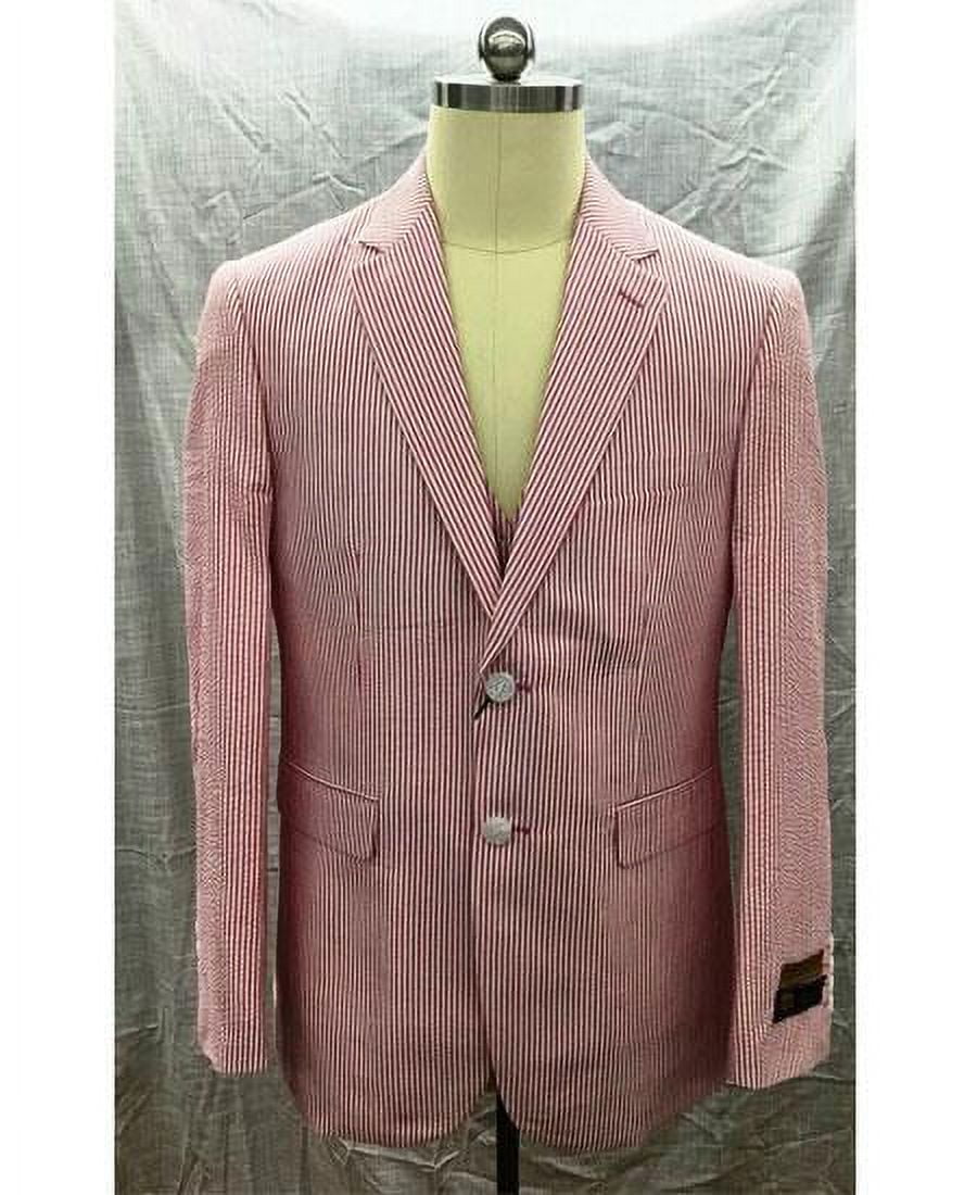 Mens Red 2 Button Seersucker Sear Sucker Suit - Walmart.com