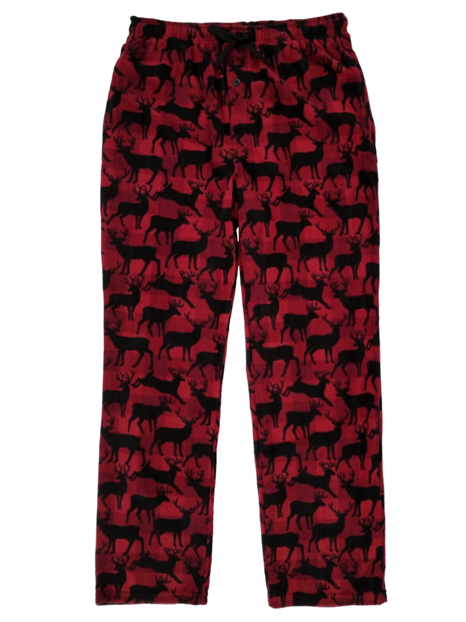 Mens Red Plaid Reindeer Microfleece Sleep Pants Lounge Pants Pajama ...
