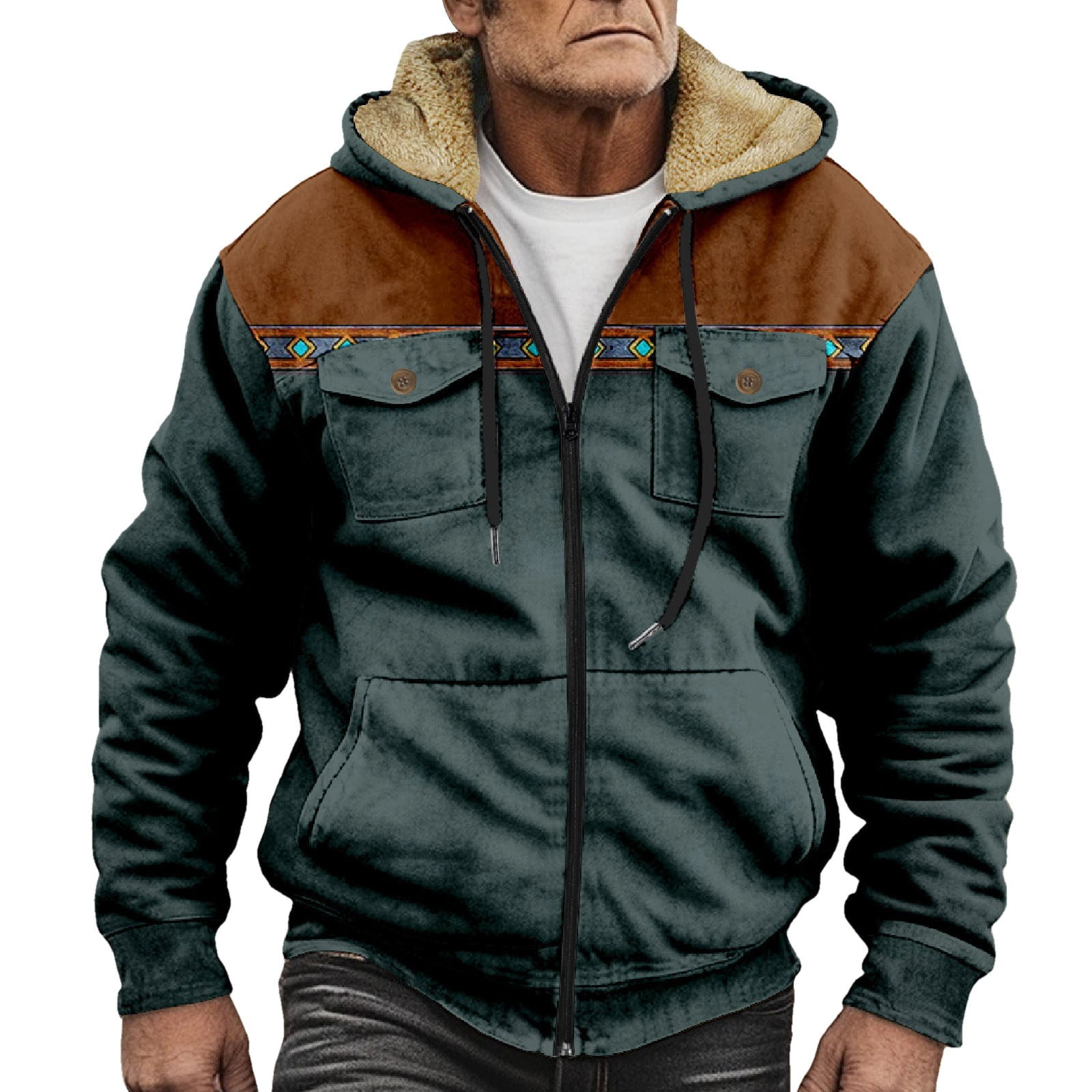 Mens Retro Solid Color Long Sleeve Stand Collar Three Mens Coat Strap ...