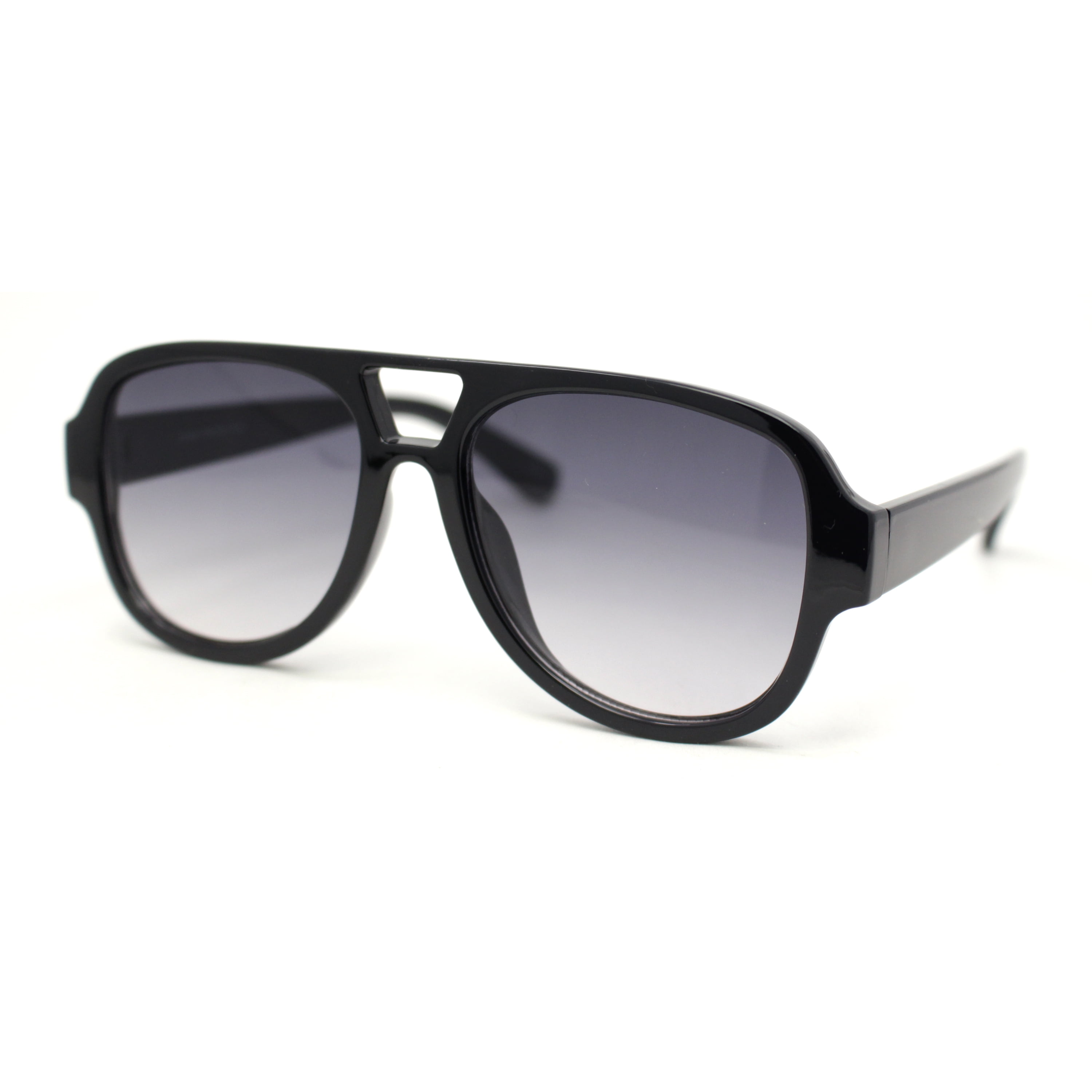 Mens Retro Thick Plastic Flat Top Racer Mafia Sunglasses Black - Smoke ...