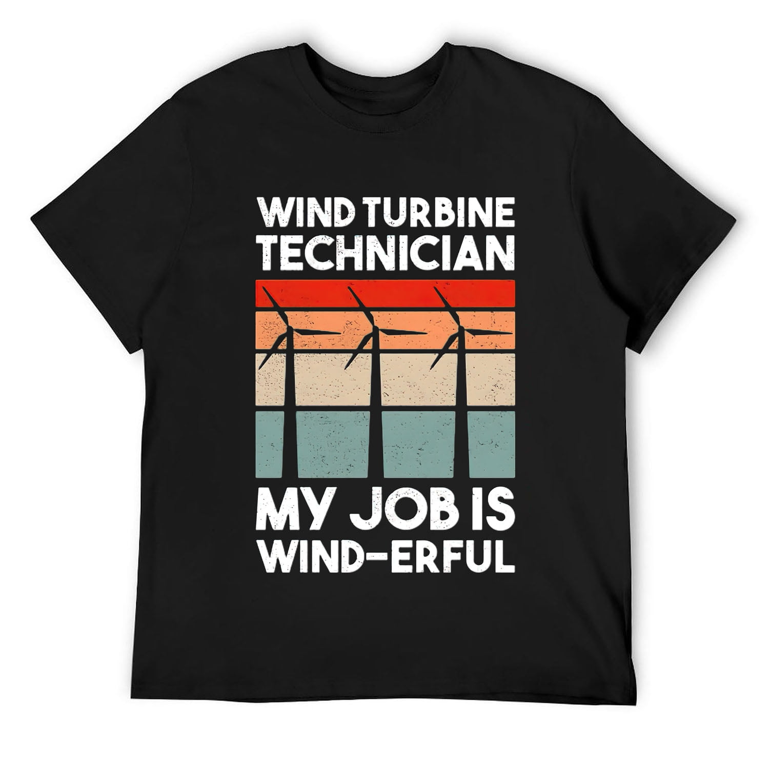 Mens Retro Vintage Wind Turbine Technician Wind Energy Short Sleeve T ...