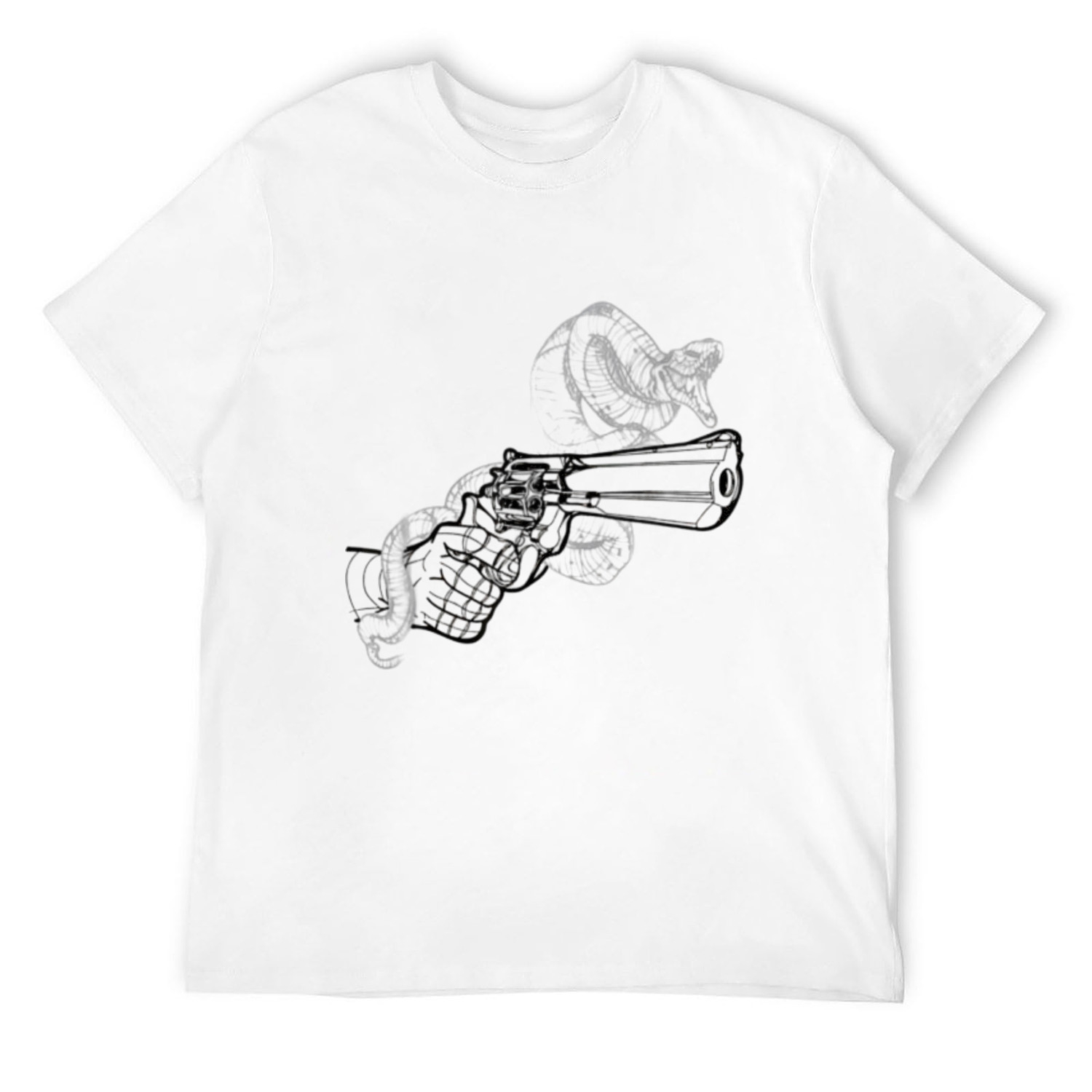 Mens Revolver and Snake Tattoo Hand Drawn Design- Revolver Pistol T ...