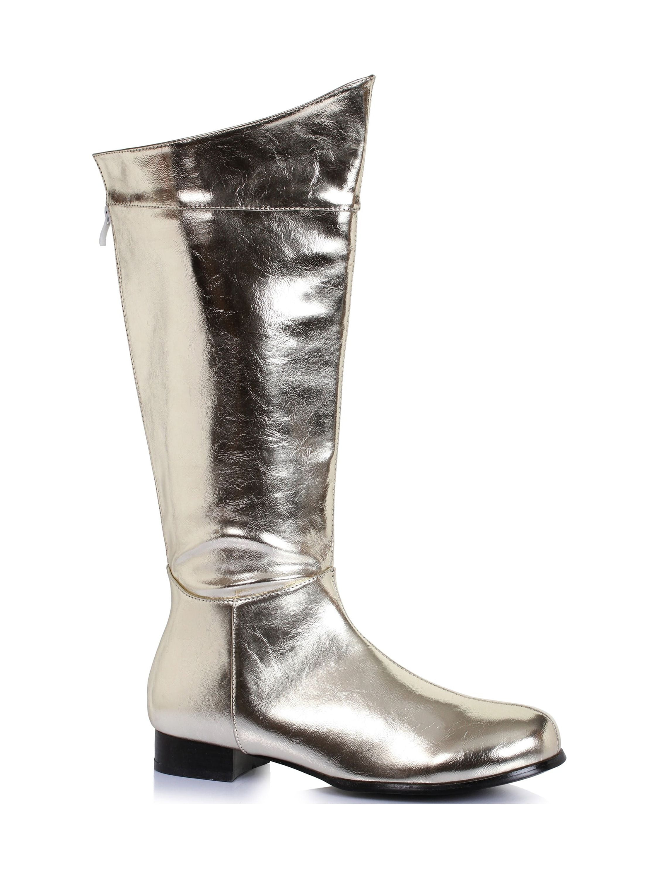 Mens Rex Silver Costume Boots, 1.5" Heel, High Calf, Size Medium 10-11 ...