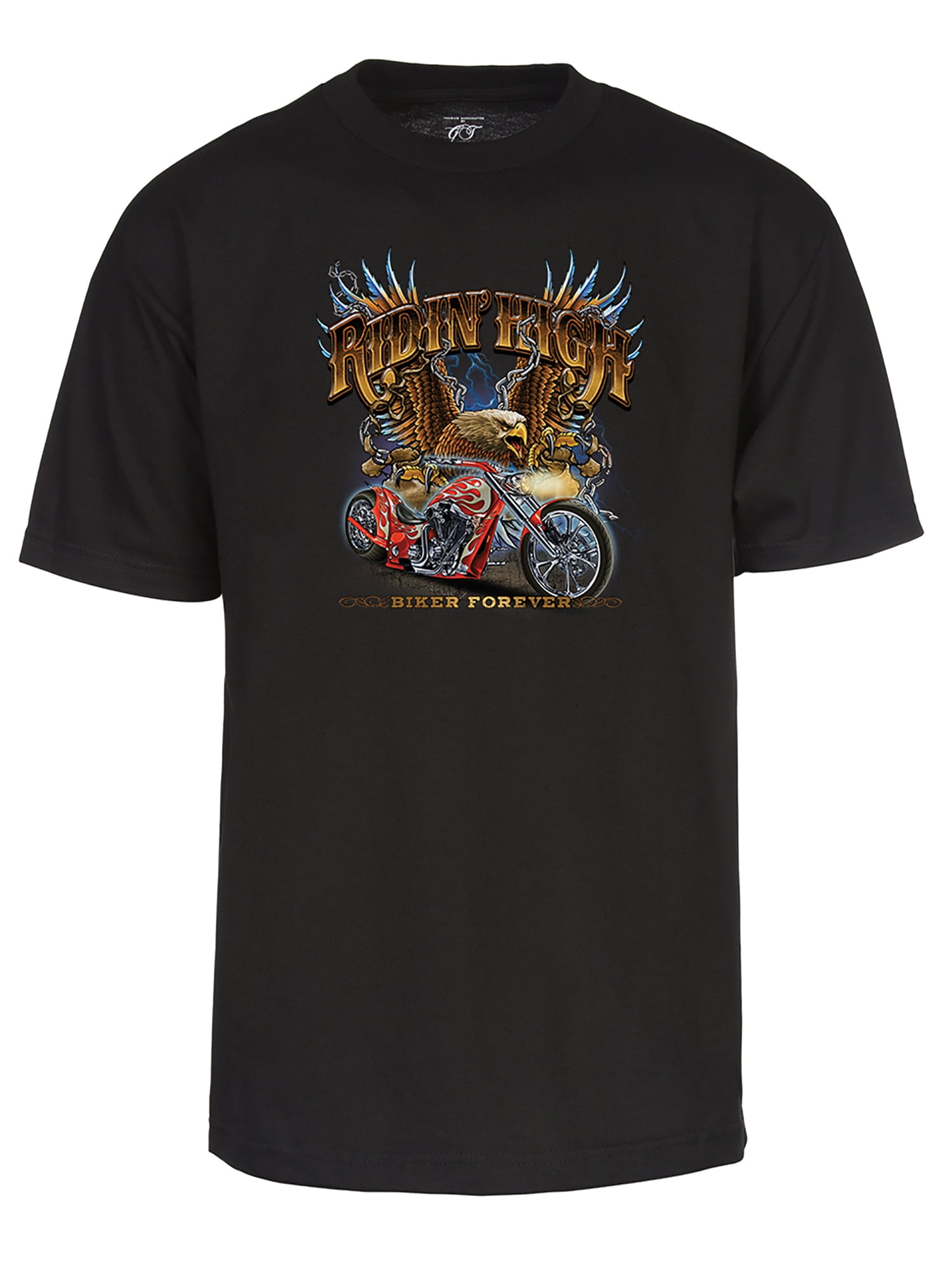Mens Riding High Biker Tshirt - Eagle Motorcyle Chopper Shirt Black ...