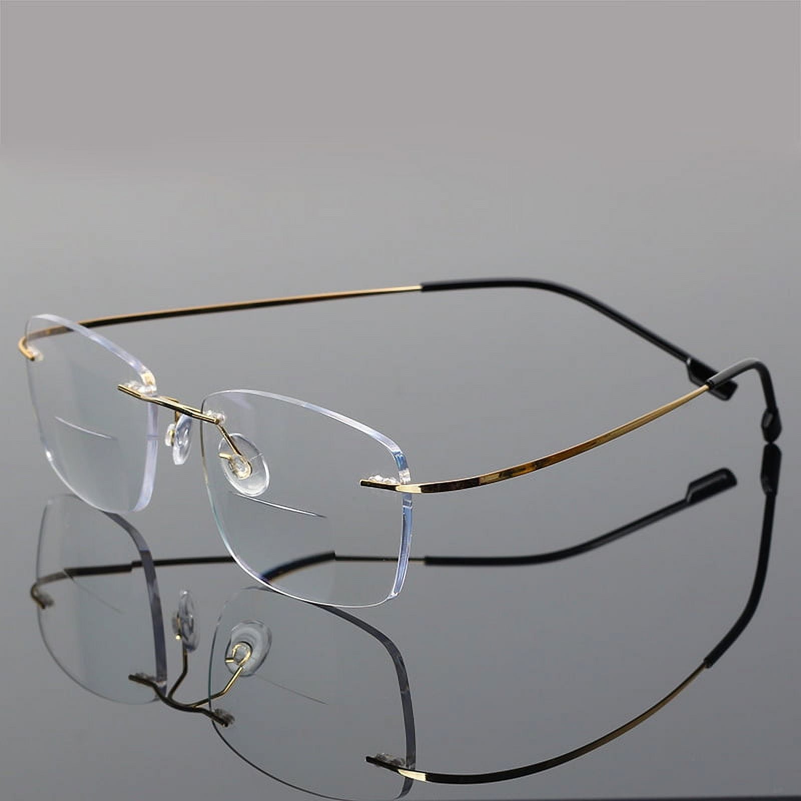 Mens Rimless Bifocal Reading Glasses Light Weight Readers Flexible ...