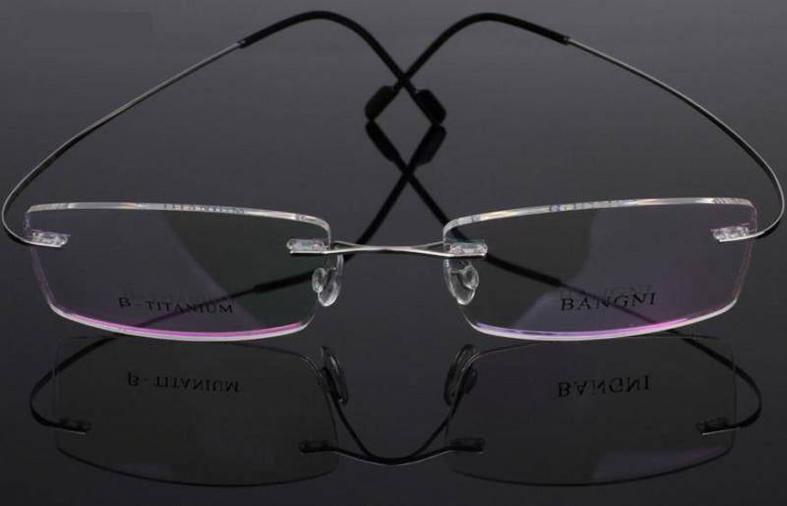 Mens Rimless Rectangle Titanium Flexible Lightweight Optical Eyeglass ...