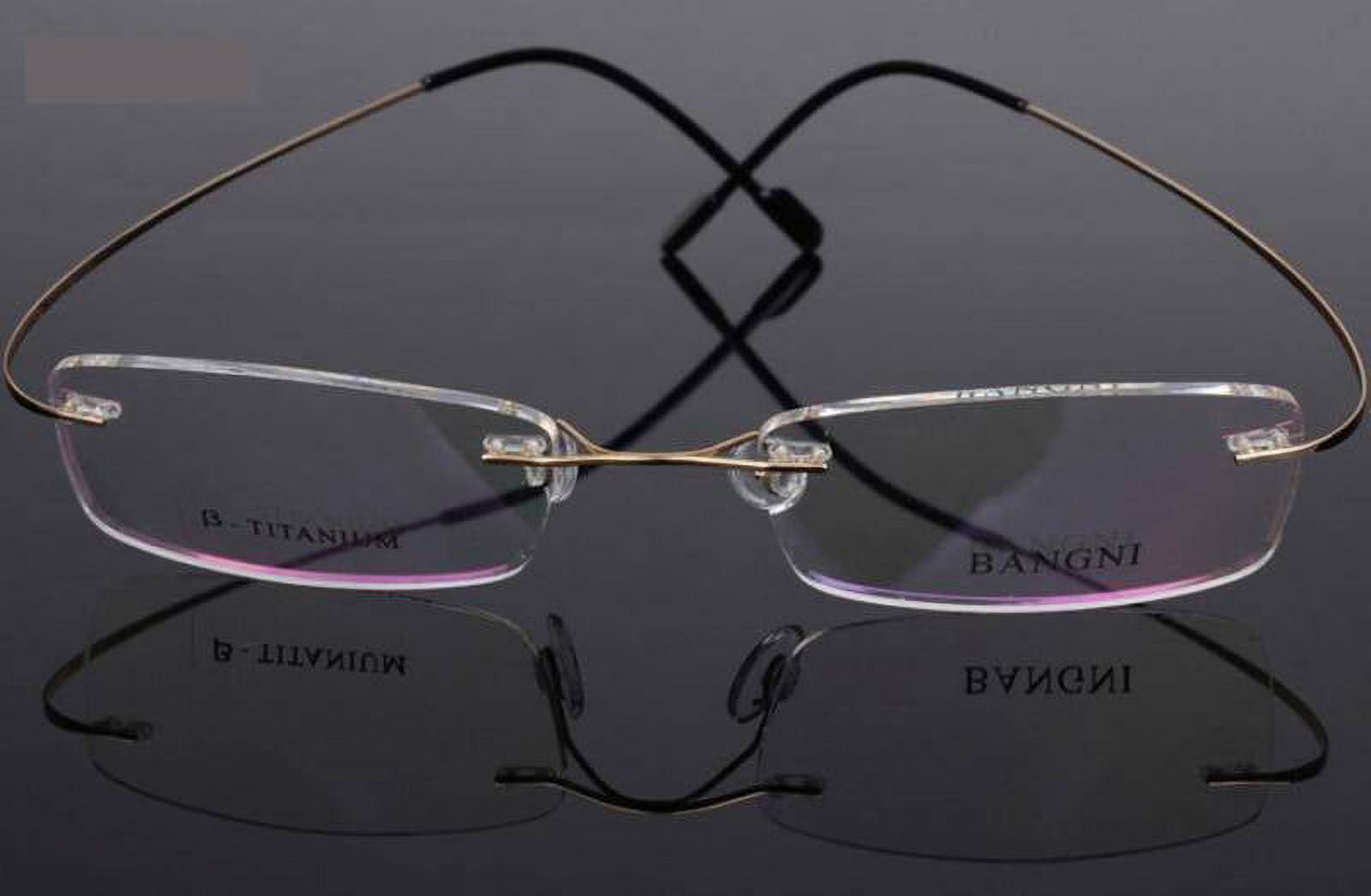 Mens Rimless Rectangle Titanium Flexible Lightweight Optical Eyeglass Frames Rx - Walmart.com