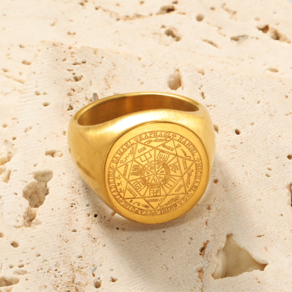 Mens Ring,Man Signet Rings,Metatron's Cube in Sacred Geometry,14K ...