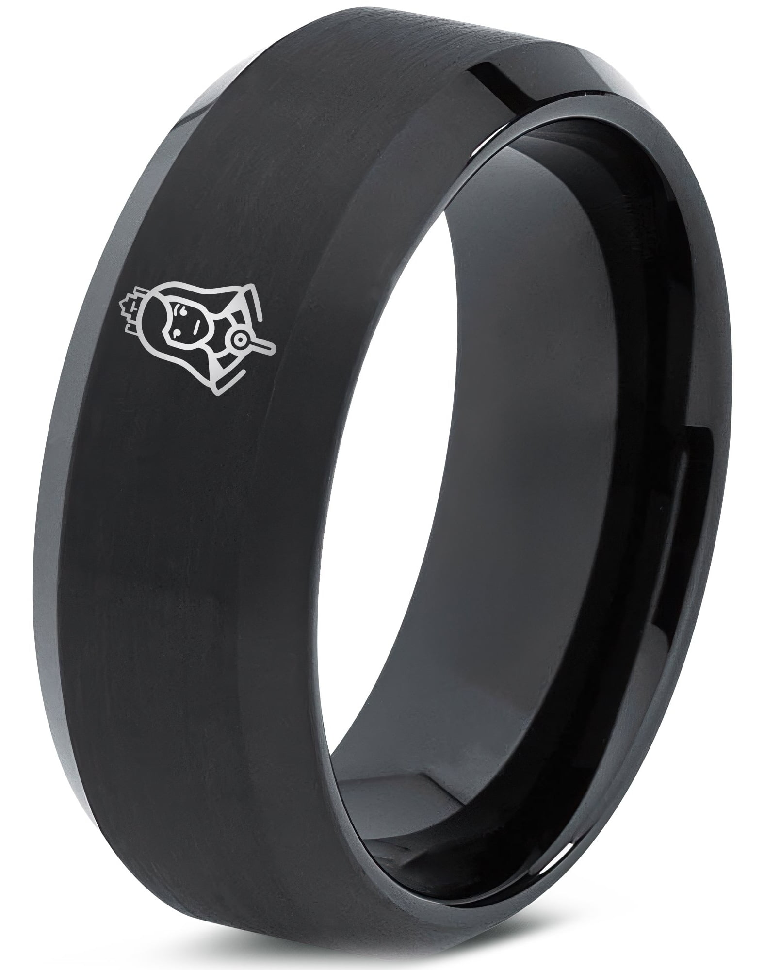 Gamer Gifts for Her Black Rings Women Tungsten 21st Birthday Dome Ring ...