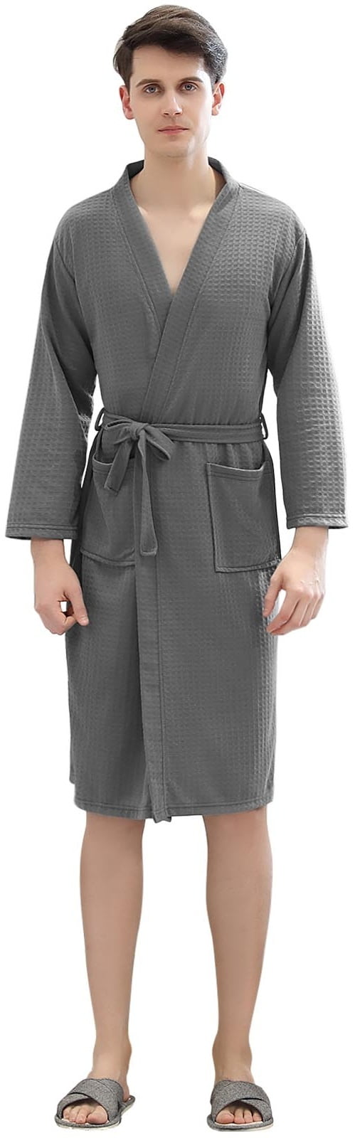 Mens Robe, CaiDieNu Soft Knit Summer Waffle Robes for Men Lightweight ...