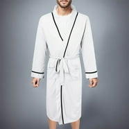 FashGudim 100% Cotton Knit Robe for Men Lightweight Summer Robes Thin Kimono Bathrobes Knee ...
