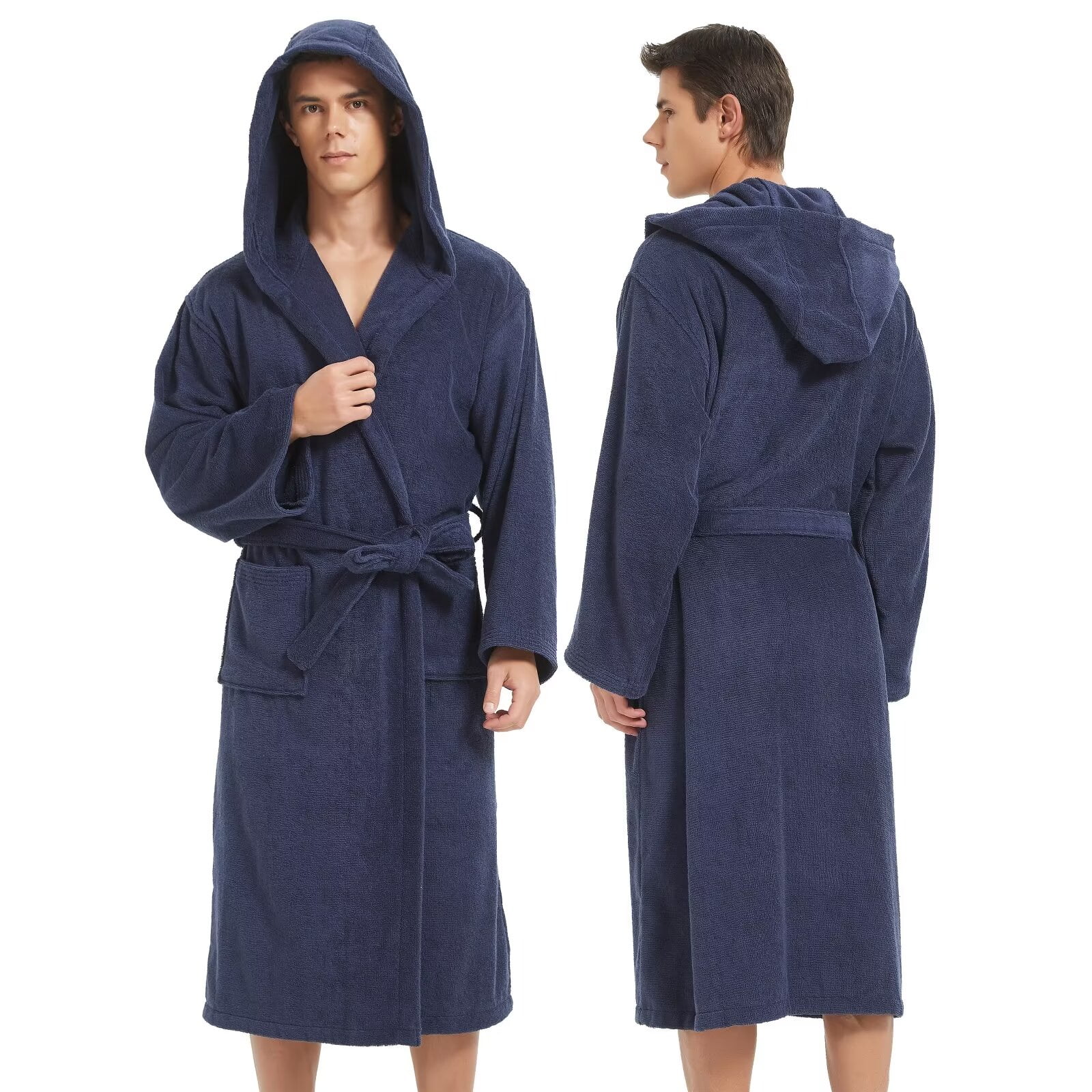 Mens Robe Hooded-Classic Bathrobe for Men,Cotton Towel Long Robe,Mens ...