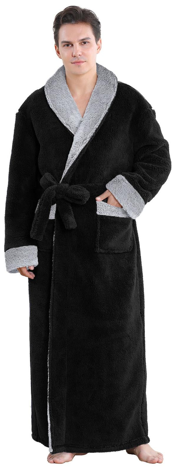 Mens Robe, PUTUO Robes for Men, Soft Plush Full Length Robe Winter Warm ...