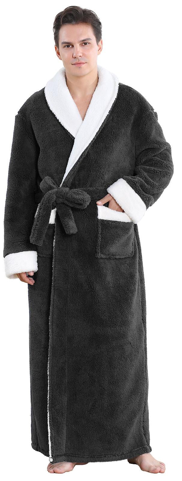 Mens Robe, PUTUO Robes for Men, Soft Plush Full Length Robe Winter Warm ...