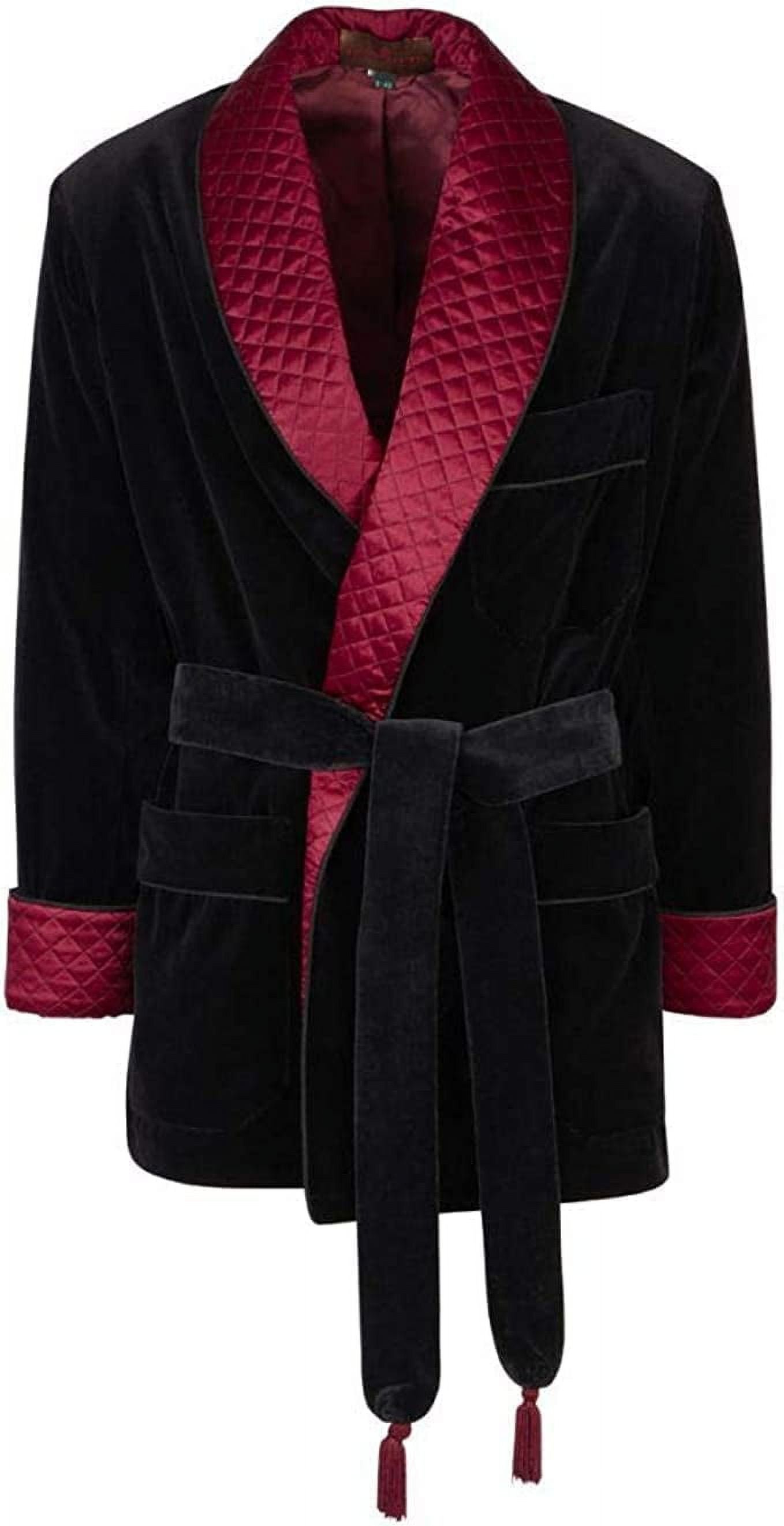Mens Robes Quilted Smoking Jackets Black Velvet Robes Smoking Jacket ...