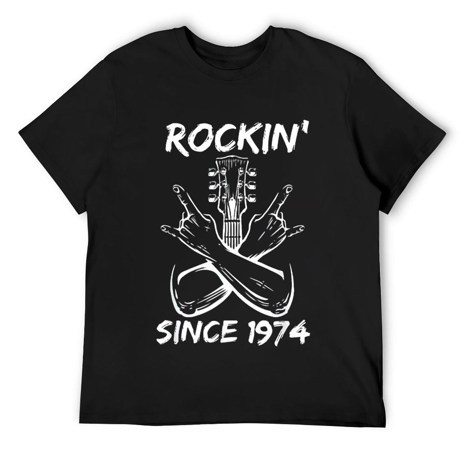 Mens Rockin' Since 1974 Rock 50th Birthday Guitar 50 Years Old T-Shirt ...