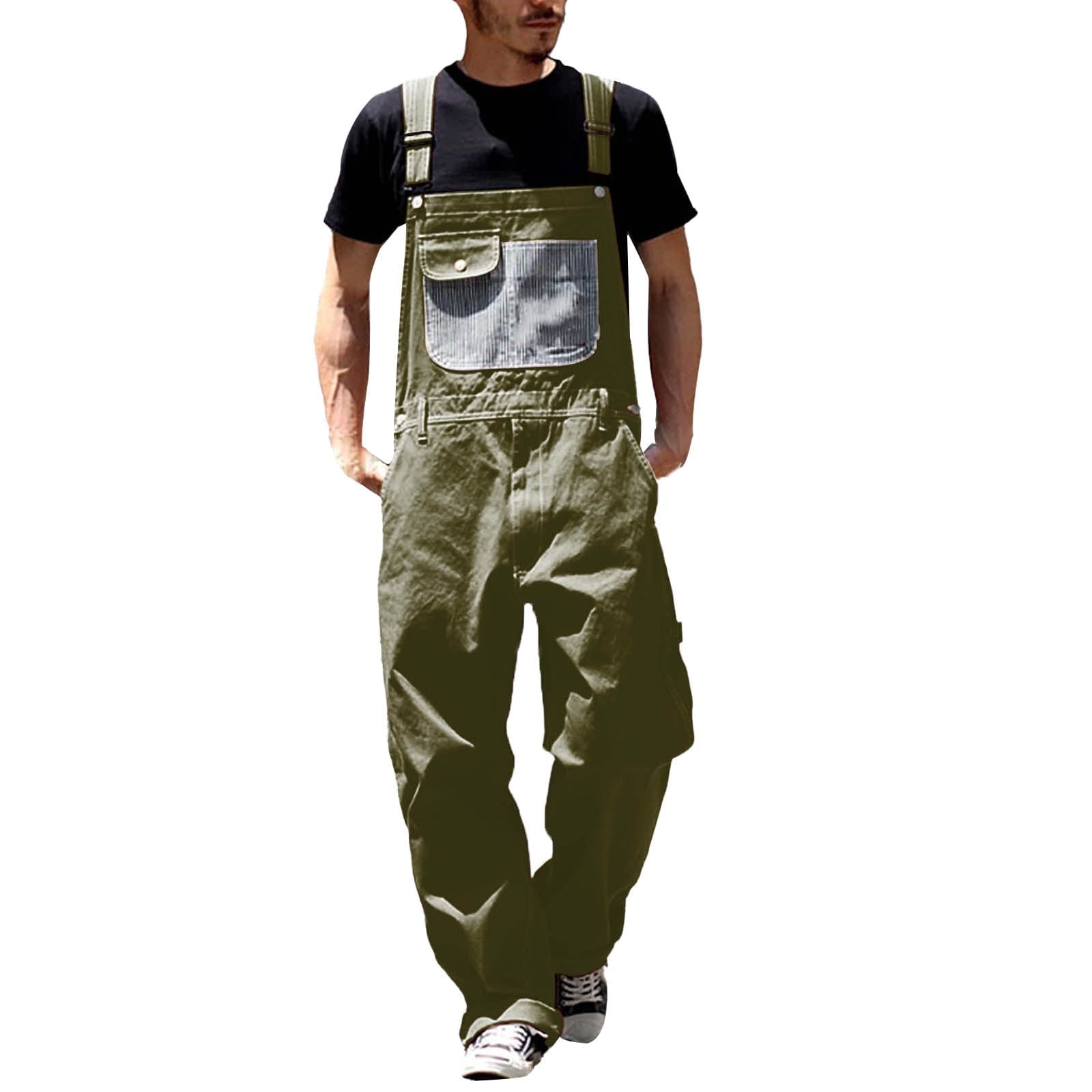 Mens Rompers for Adults Men's Relaxed Fit Workwear Denim Bib Overalls ...