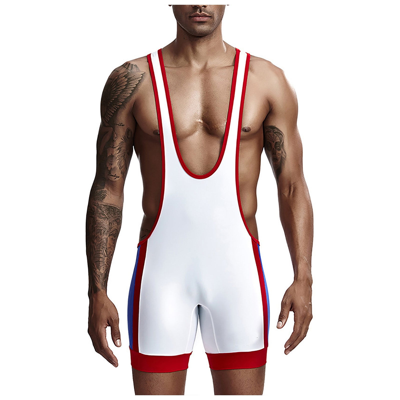 Mens Rompers for Adults Men's Sleeveless Athletic Supporters Wrestling Singlets Sports Bodysuit ...