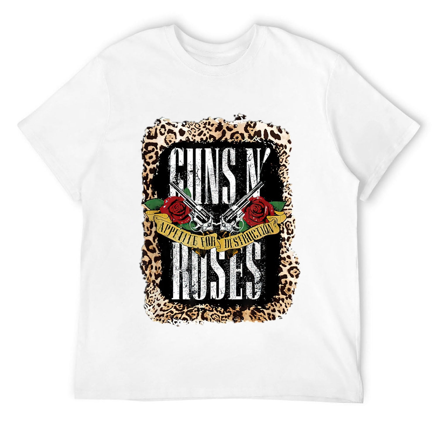 Mens Roses Music Band Leopard Vintage Rock Style Rock n Roll T-Shirt ...