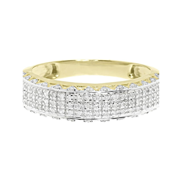 10k Yellow Gold Mens Wide 6mm Pave Diamond 3D Wedding Band Ring (0.33 ...