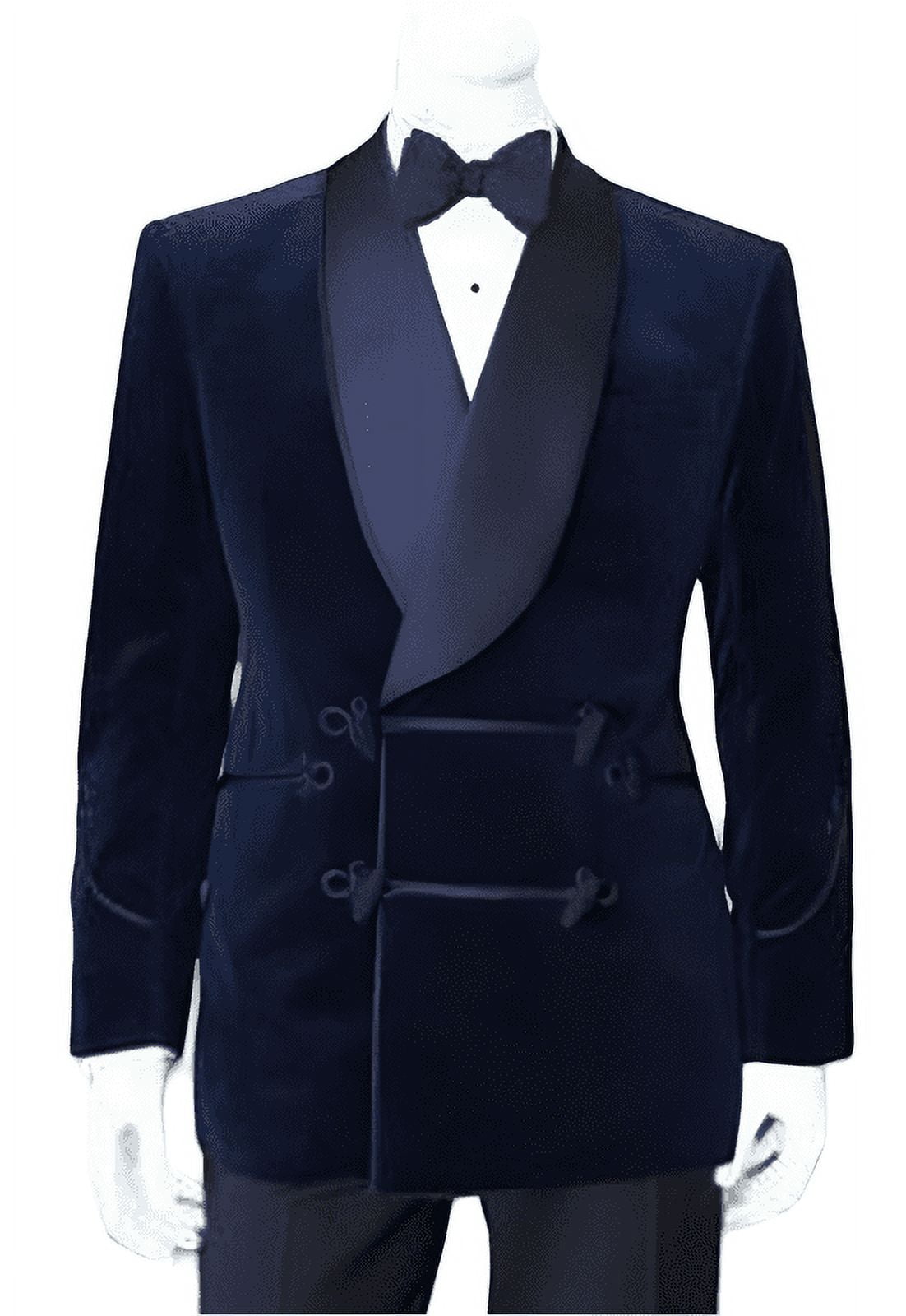 Mens Royal Blue Velvet Smoking Jacket - Frogging Coat for Wedding ...