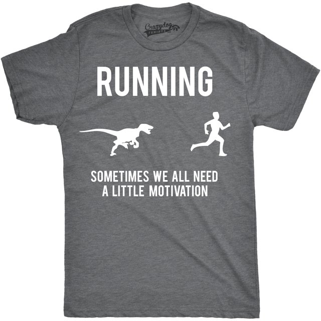 Mens Running Motivation Raptor Chase T Shirt Funny Dinosaur Tee Nerdy ...