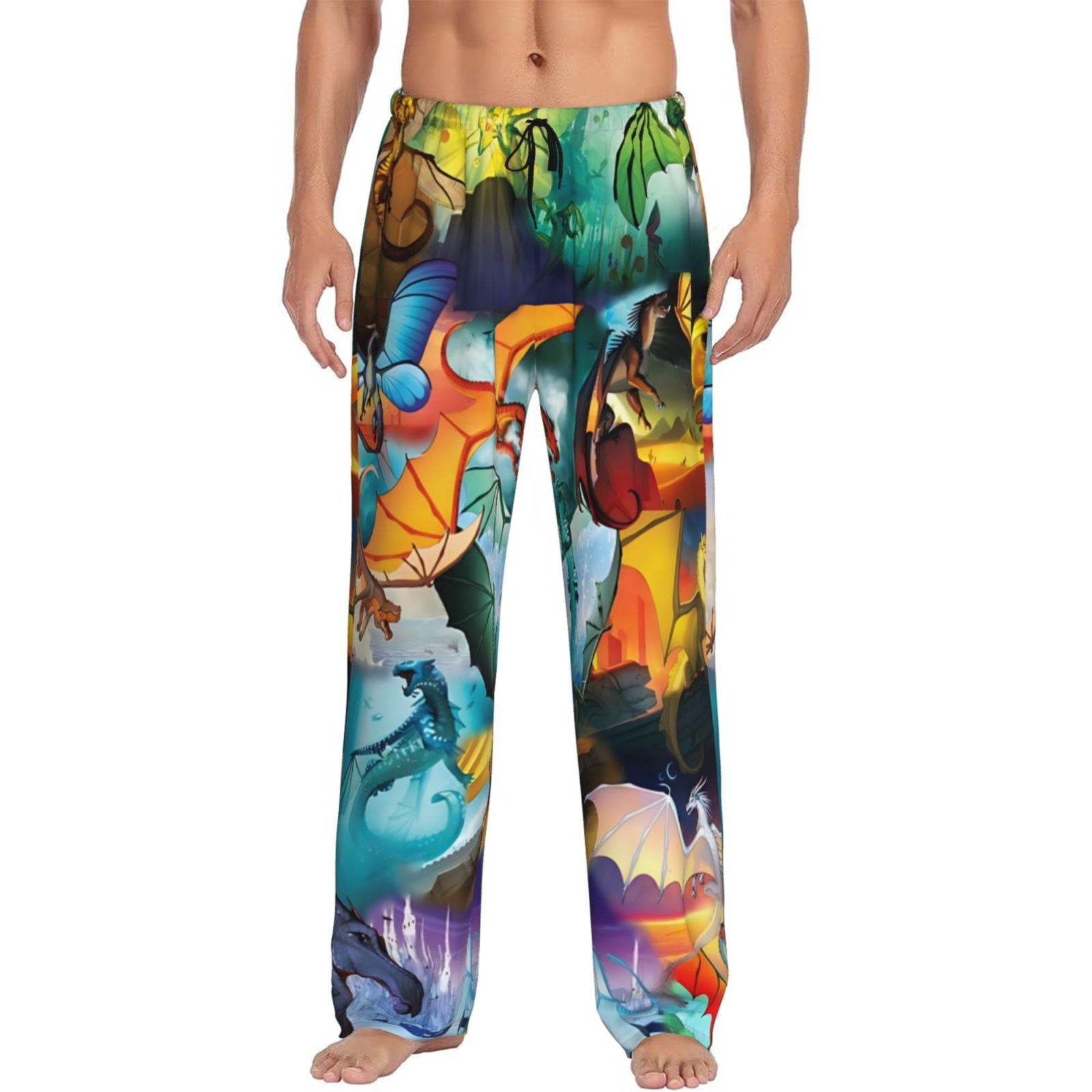 Mens Wings Dragon Fire Pajama Pants Soft Lightweight Pajama Pants ...