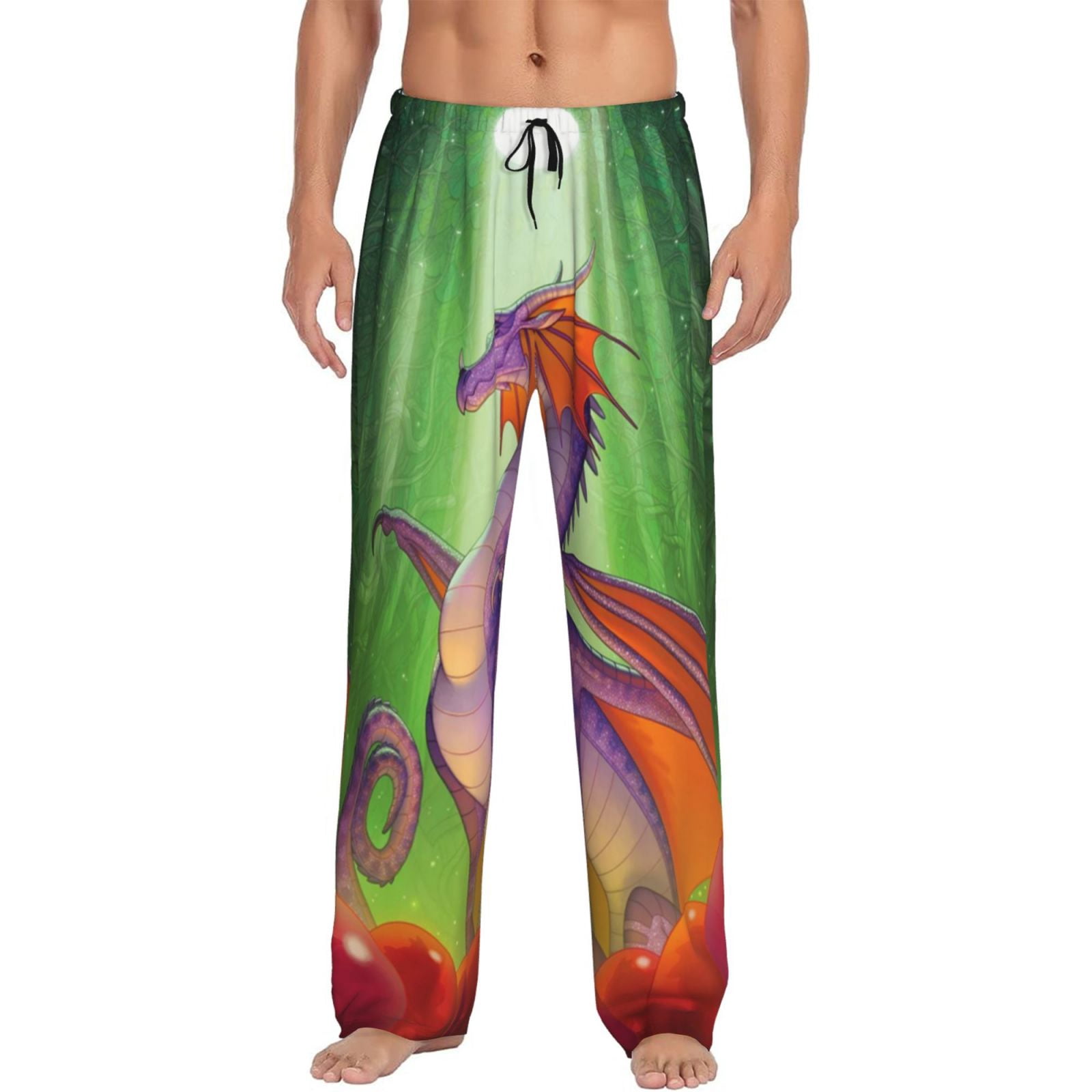 Mens Wings Dragon Fire Pajama Pants Soft Lightweight Pajama Pants ...