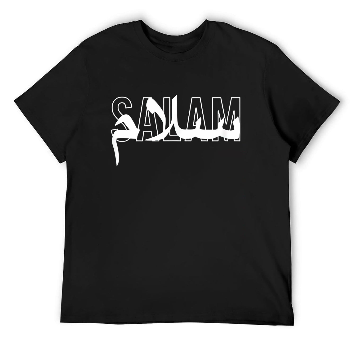 Mens Salam Peace Arabic Calligraphy Arab Font Letters T-Shirt Black X ...