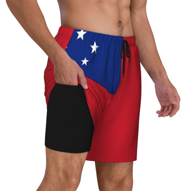 Mens Samoan Flag 2 in 1 Quick Dry Swim Trunks with Compression Liner ...