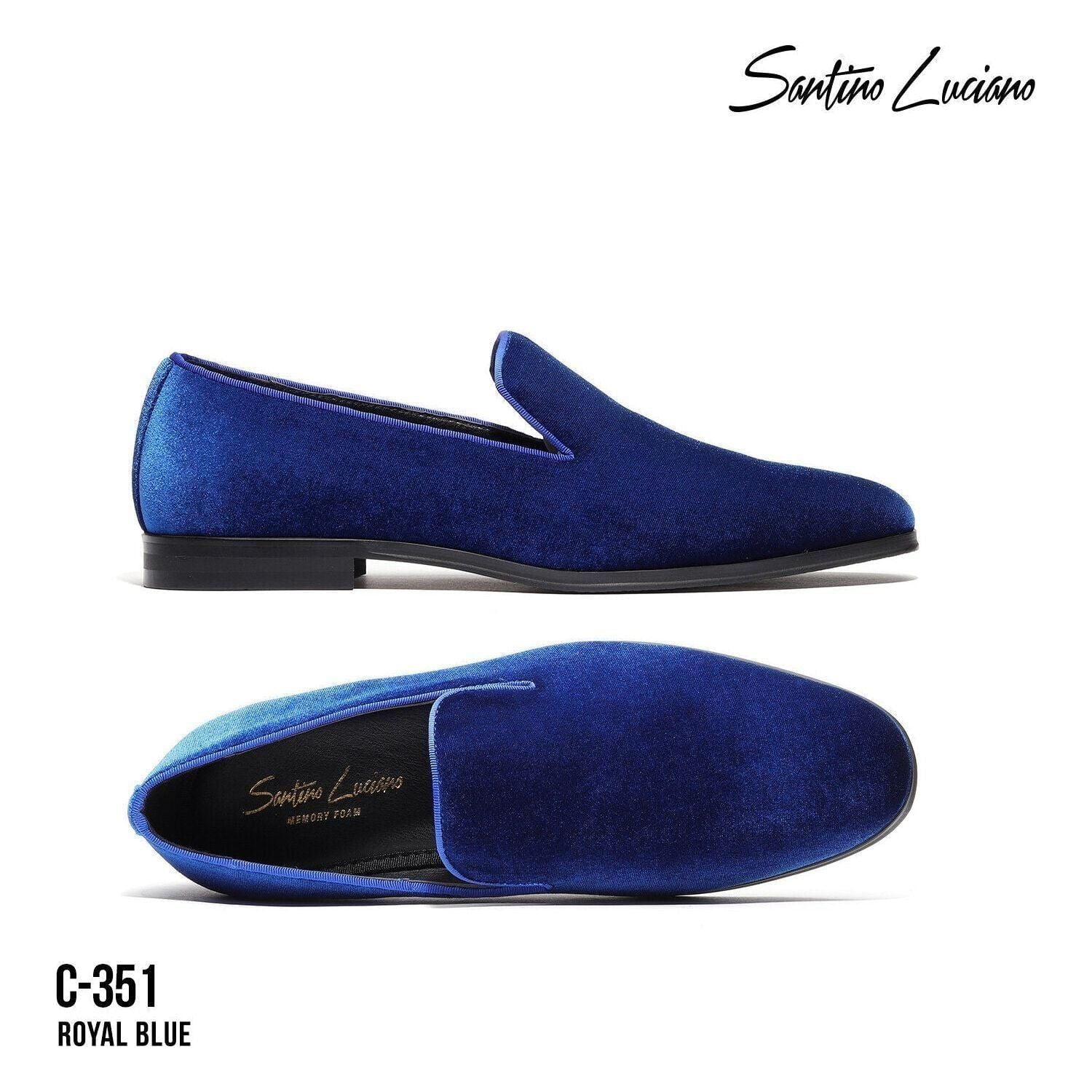 Mens Santino Luciano Shoes Soft Velvet Slip on Loafer Formal C351 Royal ...