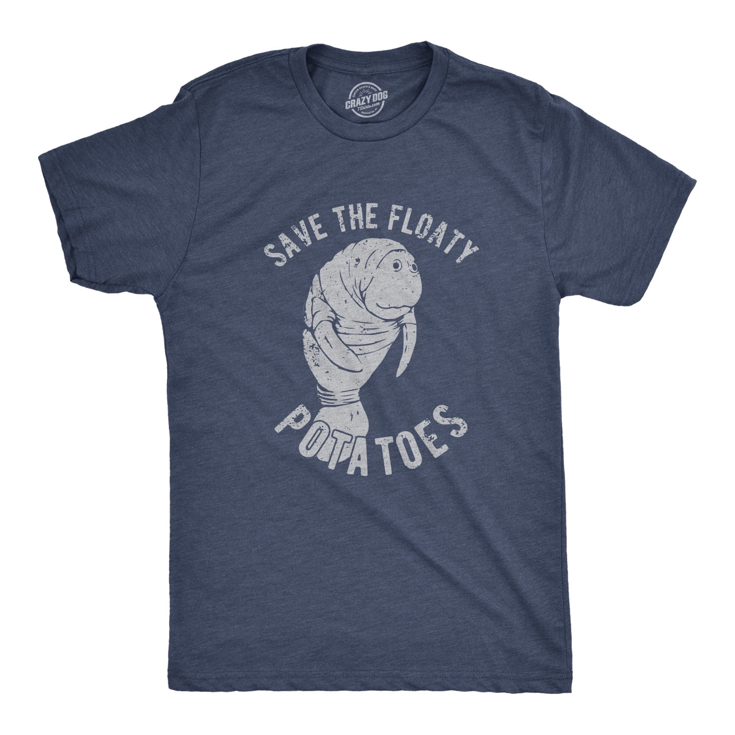 Mens Save The Floaty Potatoes T Shirt Funny Manatee Conservation Tee ...