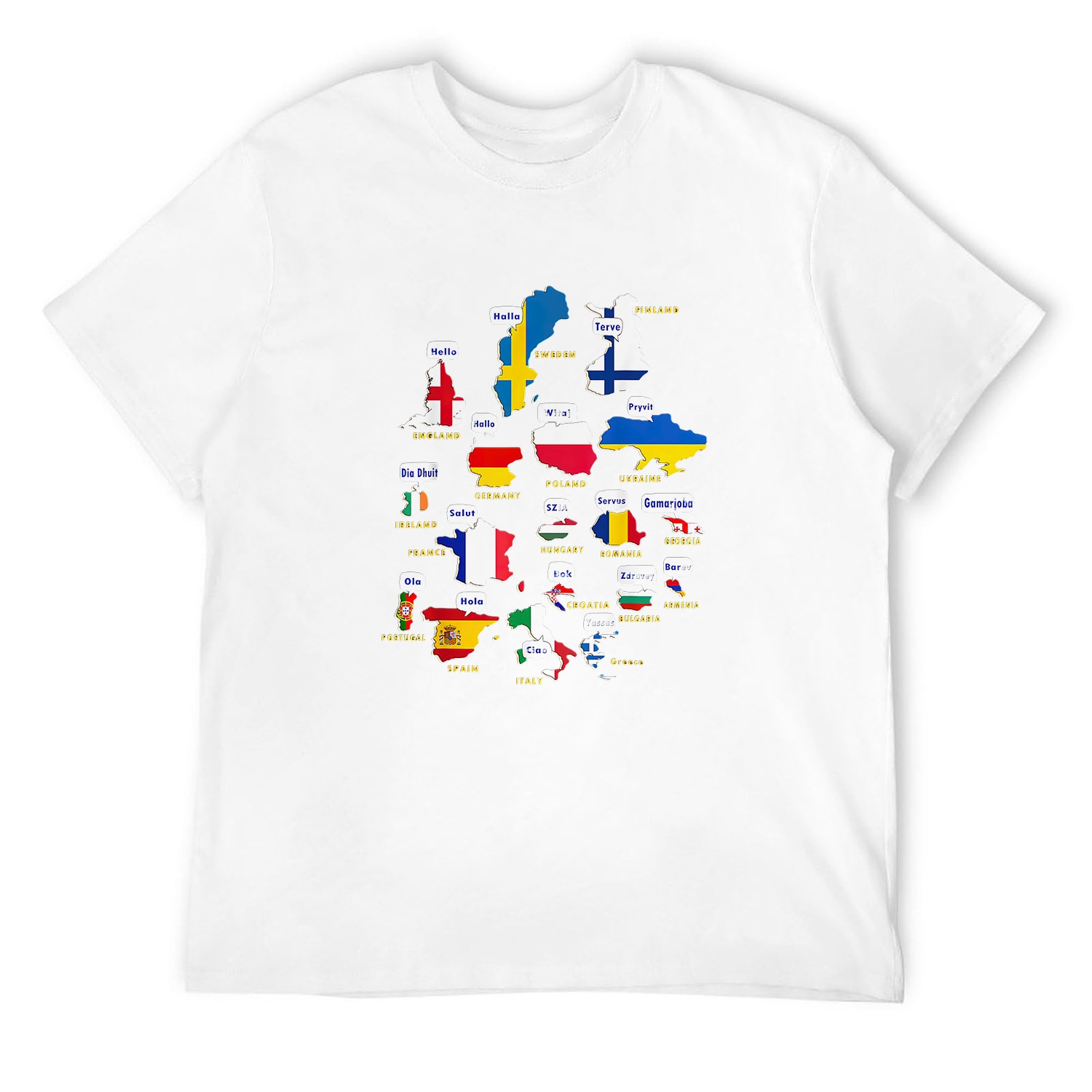 Mens Say Hello In 18 European Languages,Cute Kids Gift T-Shirt White ...