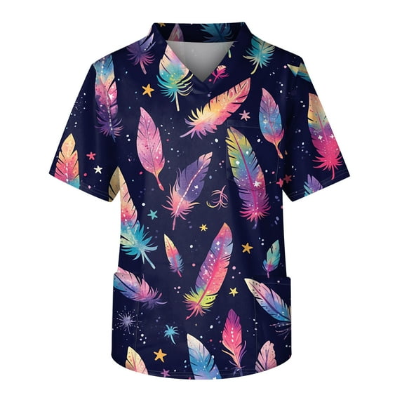 Mens Scrubs V Neck Mardi Gras Printed Scrub Top with Mask and Confetti ...