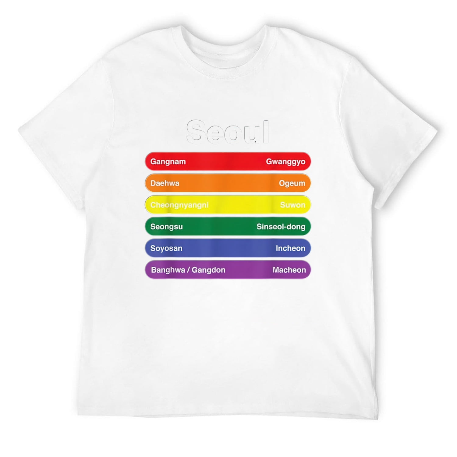 Mens Seoul Pride Rainbow Flag Color Metro Train Lines Lgbtq T-Shirt ...