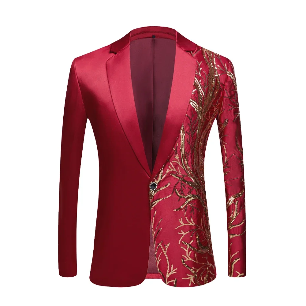 Mens Sequin Embroidered Suit Coat Shiny Bling Glitter Blazer Tuxedo ...