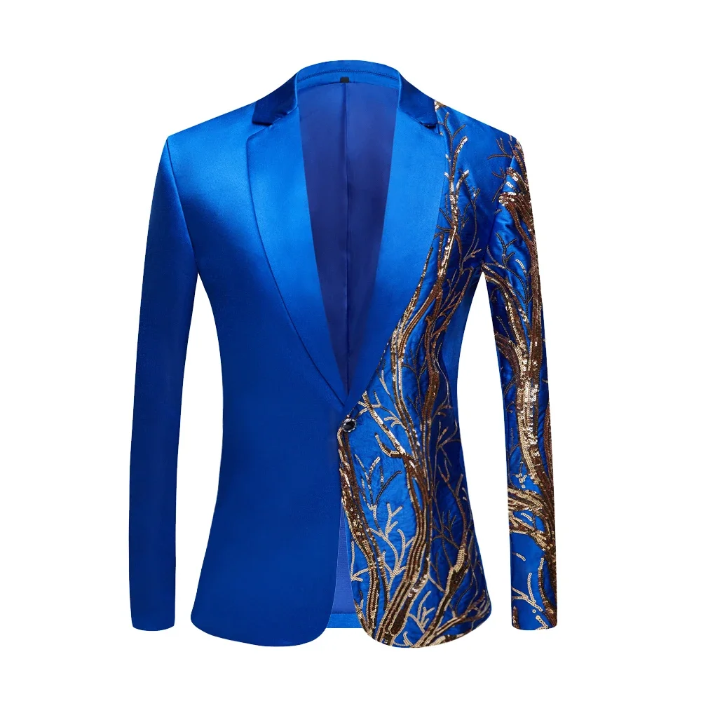 Mens Sequin Embroidered Suit Coat Shiny Bling Glitter Blazer Tuxedo ...
