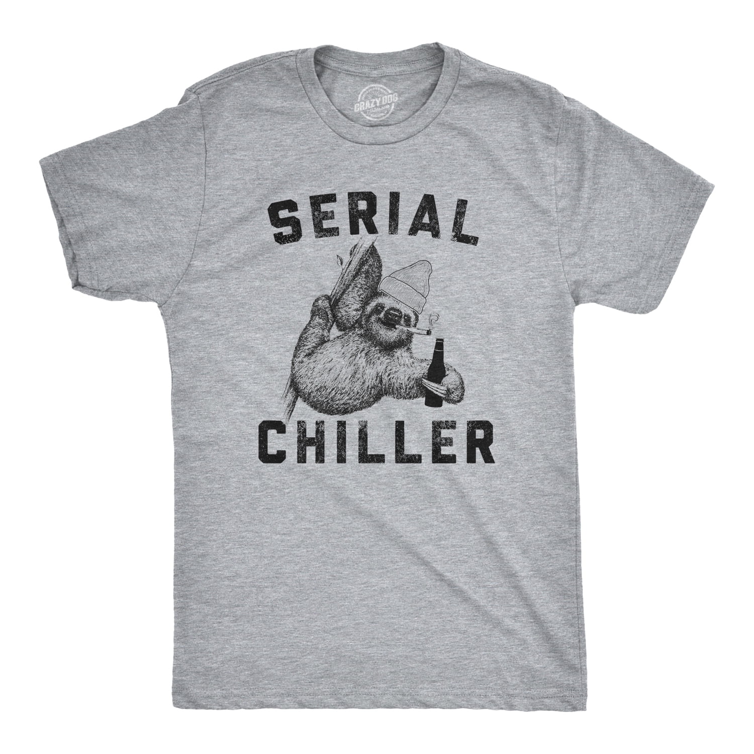 Mens Serial Chiller T Shirt Funny Lazy Sloth Face Stoner 420 Tee Weird ...