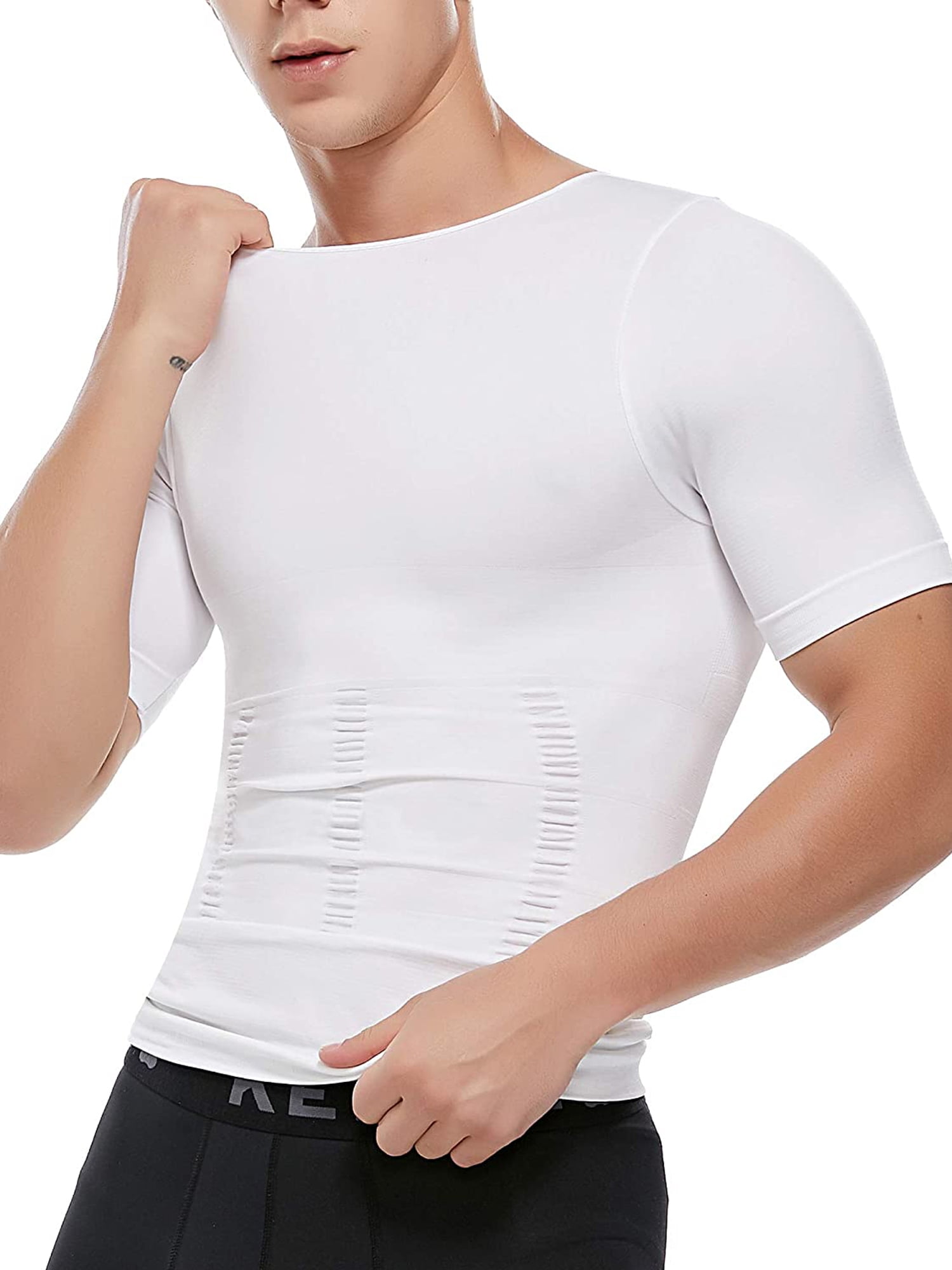 Mens Shapewear Seamless Body Shaper Abdomen Slim Undershirt Abs Belly ...