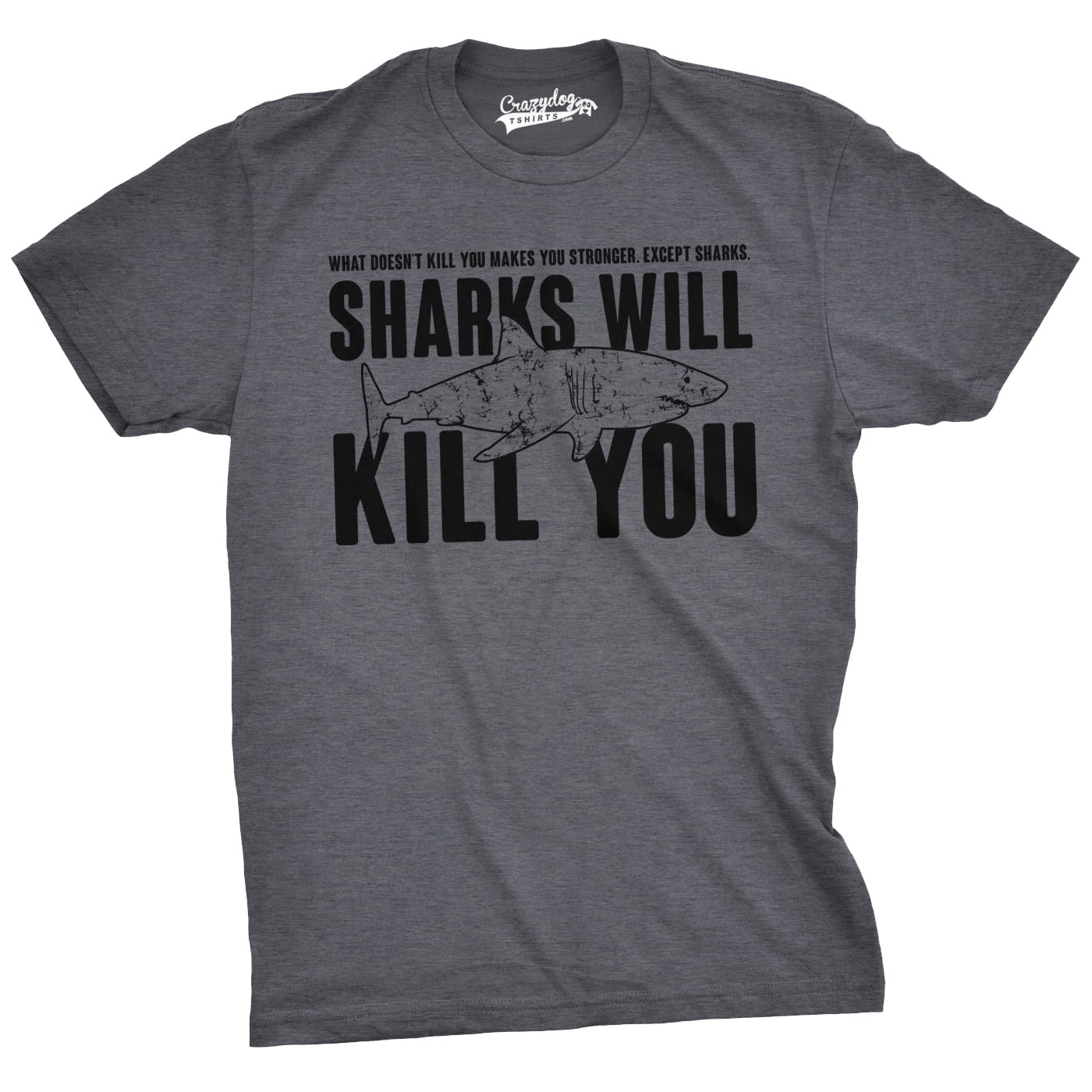 Crazy Dog T-Shirts Men's Shark Bite Graphic Tee, Funny Sarcasm Novelty ...