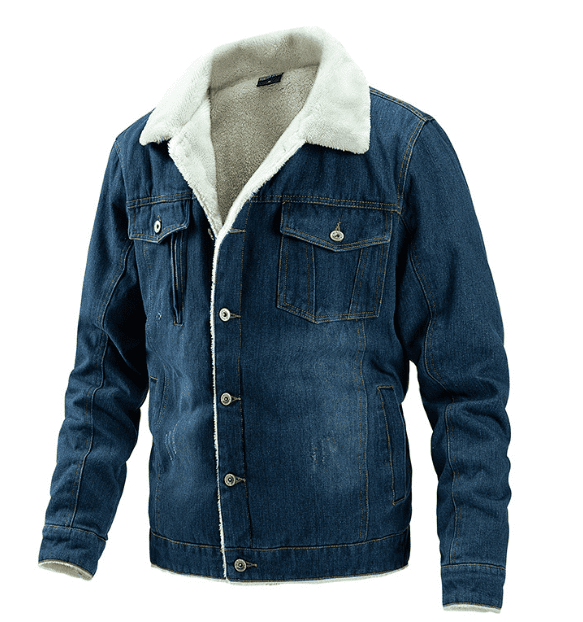Mens Sherpa Fleece Denim Jacket Warm Furry Lined Jean Trucker Coats ...